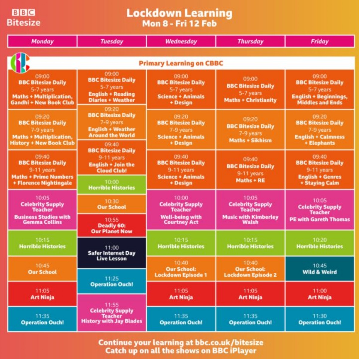 Westlands Primary School - CBBC Lockdown Learning Schedule W/C Mon 8th ...