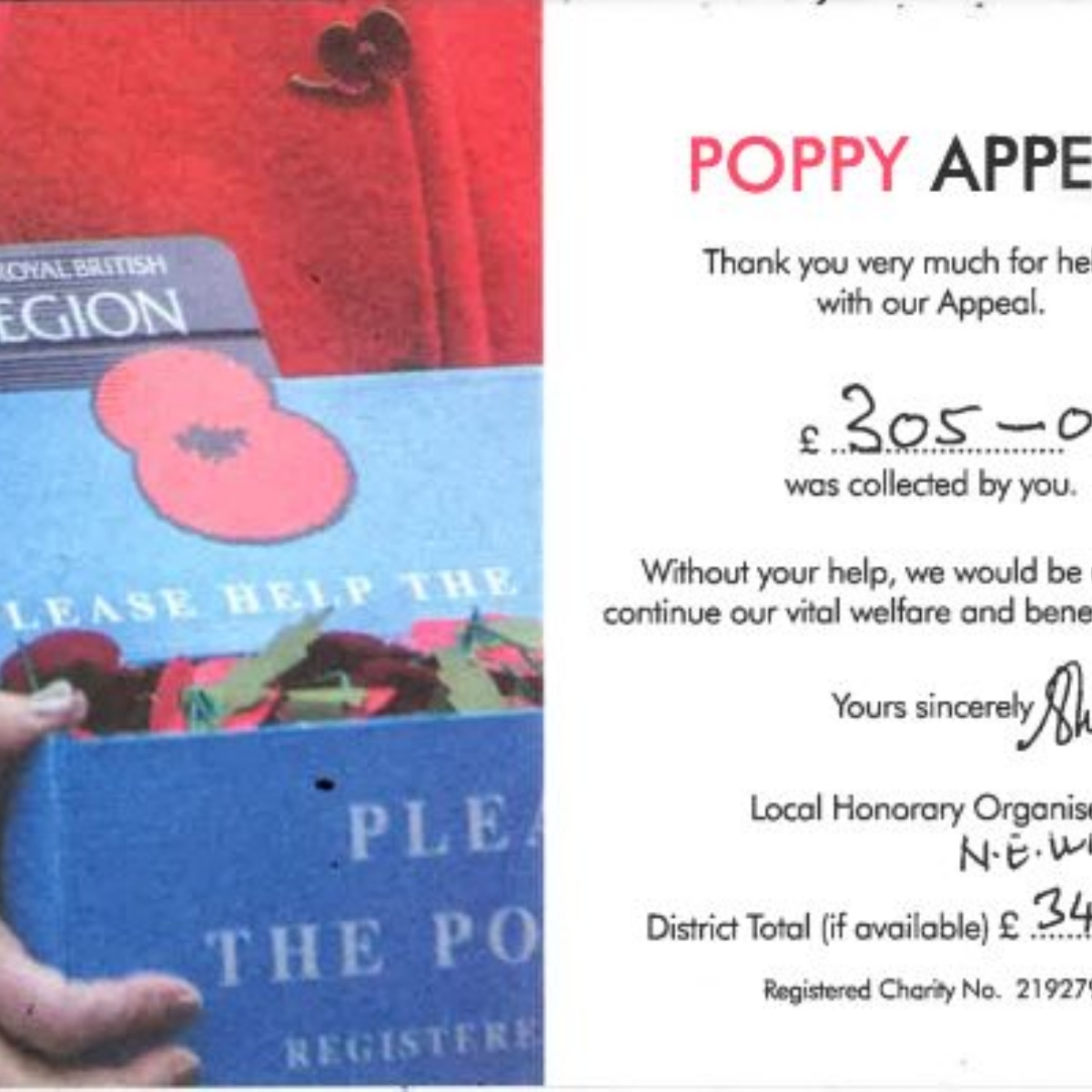 Westlands Primary School - Poppy Appeal Donations