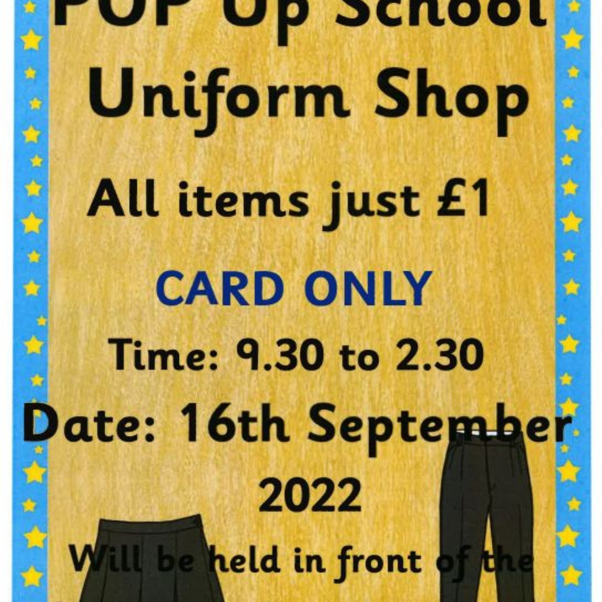 Westlands Primary School - Uniform Pop-Up Shop 16th September
